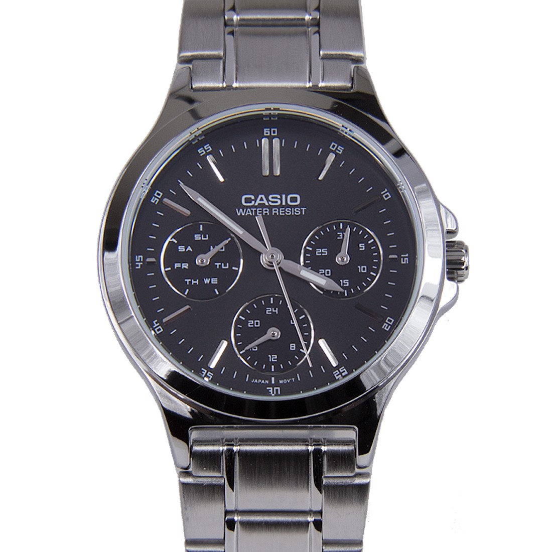 ĐỒNG HỒ CẶP ĐÔI CASIO MTP-V300D-1A và LTP-V300D-1A Dây kim loại mạ trắng - Mặt đen